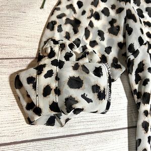 Express | Tops | Express Slim Fit Leopard Ruffle Chiffon Portofino ...